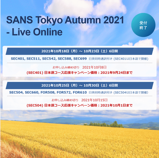 SANS Tokyo Autumn 2021